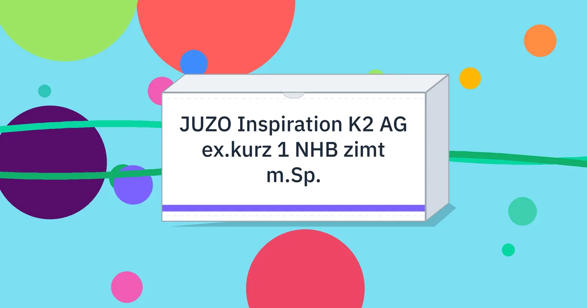 Symbolbild: Packung mit der Aufschrift JUZO Inspiration K2 AG ex.kurz 1 NHB zimt m.Sp. (PZN 14951093) – Verfügbarkeit und Bezug in Apotheken in Frankfurt am Main
