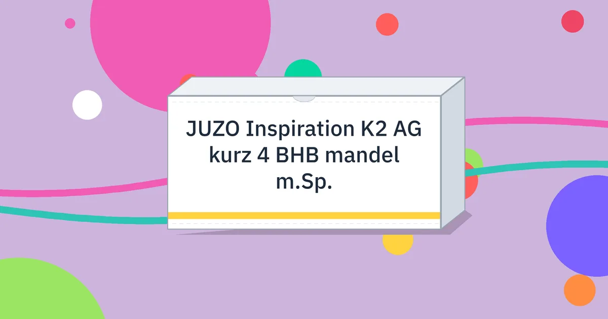 Symbolbild: Packung mit der Aufschrift JUZO Inspiration K2 AG kurz 4 BHB mandel m.Sp. (PZN 14834329) – Verfügbarkeit und Bezug in Apotheken in Frankfurt am Main