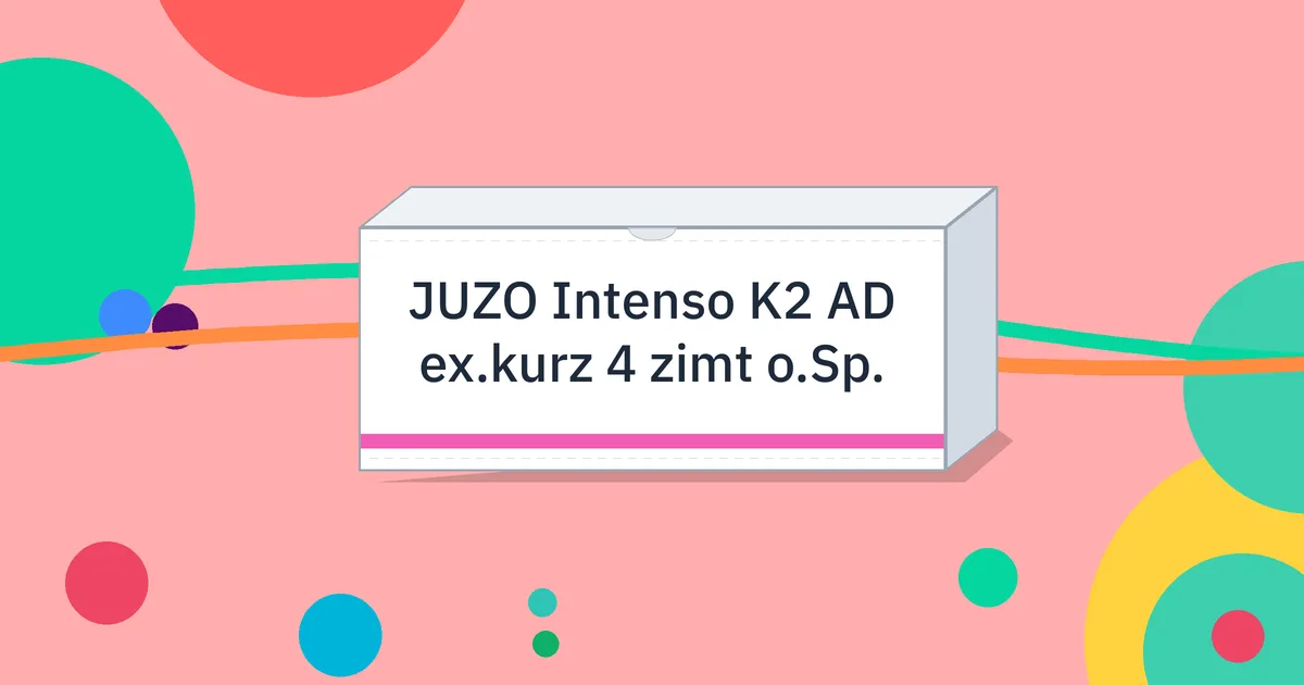 Symbolbild: Packung mit der Aufschrift JUZO Intenso K2 AD ex.kurz 4 zimt o.Sp. (PZN 18618545) – Verfügbarkeit und Bezug in Apotheken in Frankfurt am Main