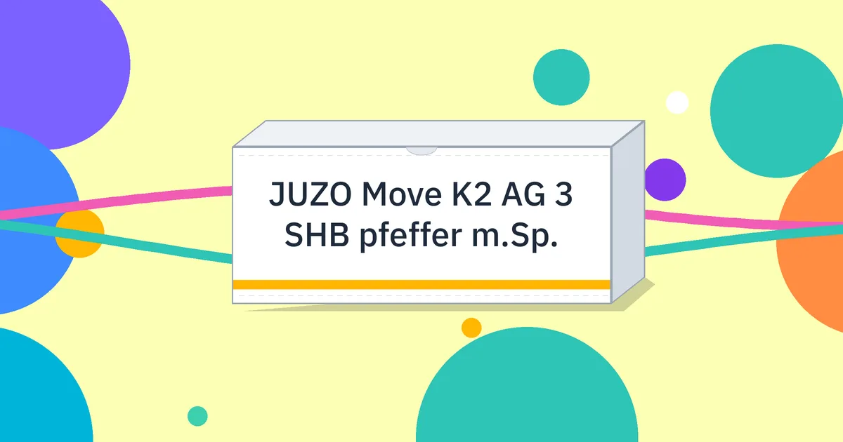 Symbolbild: Packung mit der Aufschrift JUZO Move K2 AG 3 SHB pfeffer m.Sp. (PZN 16651053) – Verfügbarkeit und Bezug in Apotheken in Frankfurt am Main