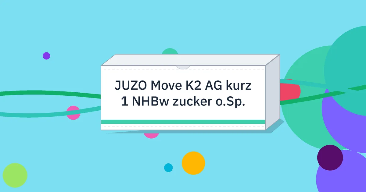 Symbolbild: Packung mit der Aufschrift JUZO Move K2 AG kurz 1 NHBw zucker o.Sp. (PZN 18528925) – Verfügbarkeit und Bezug in Apotheken in Frankfurt am Main