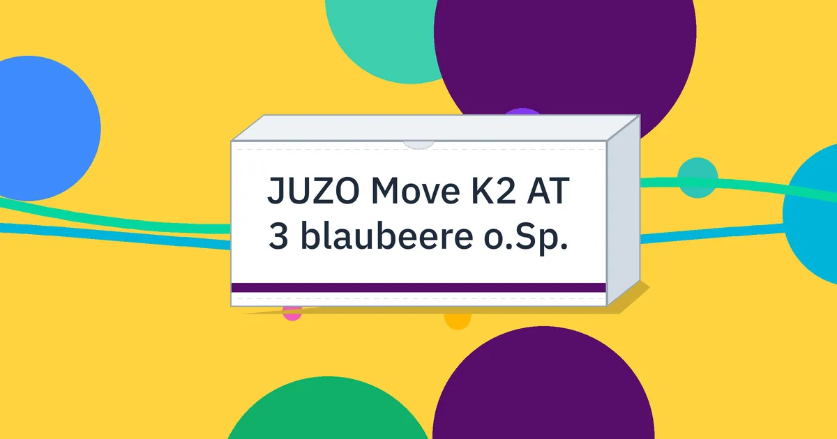 Symbolbild: Packung mit der Aufschrift JUZO Move K2 AT 3 blaubeere o.Sp. (PZN 20669260) – Verfügbarkeit und Bezug in Apotheken in Frankfurt am Main