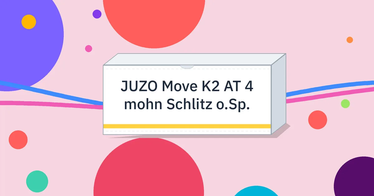 Symbolbild: Packung mit der Aufschrift JUZO Move K2 AT 4 mohn Schlitz o.Sp. (PZN 20670470) – Verfügbarkeit und Bezug in Apotheken in Frankfurt am Main