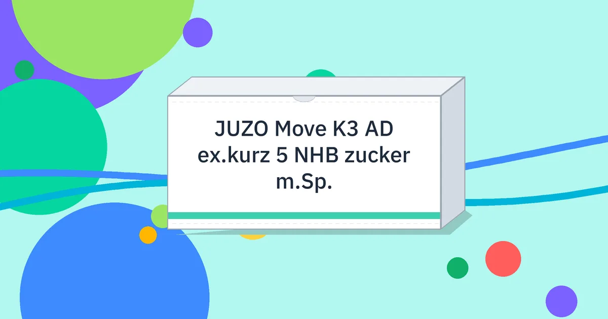 Symbolbild: Packung mit der Aufschrift JUZO Move K3 AD ex.kurz 5 NHB zucker m.Sp. (PZN 18569410) – Verfügbarkeit und Bezug in Apotheken in Frankfurt am Main