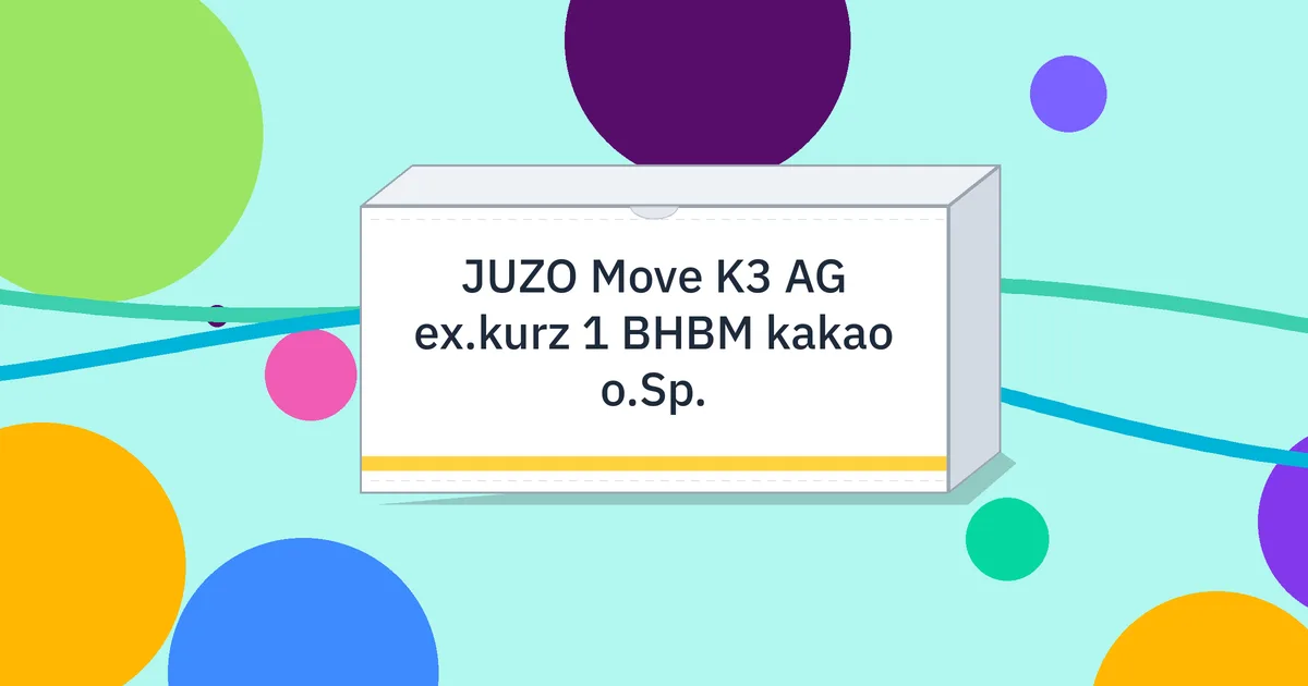 Symbolbild: Packung mit der Aufschrift JUZO Move K3 AG ex.kurz 1 BHBM kakao o.Sp. (PZN 18597932) – Verfügbarkeit und Bezug in Apotheken in Frankfurt am Main