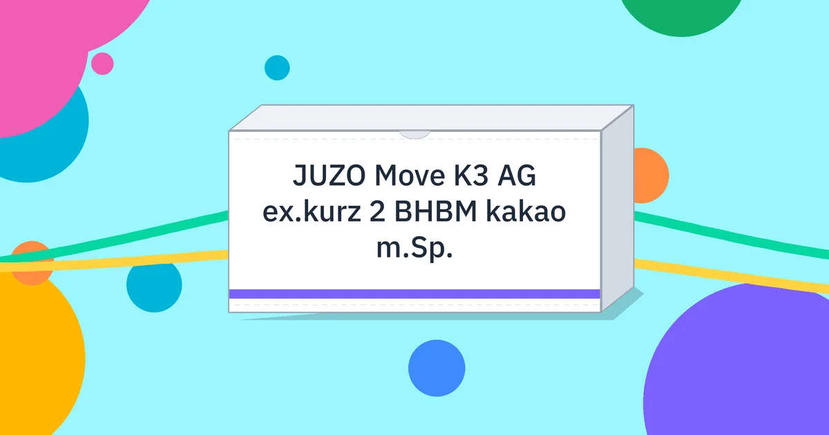 Symbolbild: Packung mit der Aufschrift JUZO Move K3 AG ex.kurz 2 BHBM kakao m.Sp. (PZN 18595933) – Verfügbarkeit und Bezug in Apotheken in Frankfurt am Main