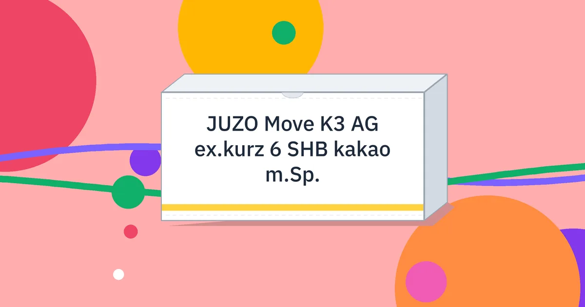 Symbolbild: Packung mit der Aufschrift JUZO Move K3 AG ex.kurz 6 SHB kakao m.Sp. (PZN 18595330) – Verfügbarkeit und Bezug in Apotheken in Frankfurt am Main