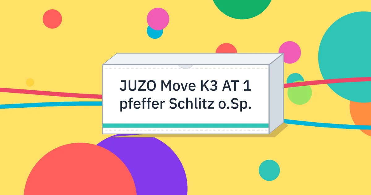 Symbolbild: Packung mit der Aufschrift JUZO Move K3 AT 1 pfeffer Schlitz o.Sp. (PZN 20679318) – Verfügbarkeit und Bezug in Apotheken in Frankfurt am Main
