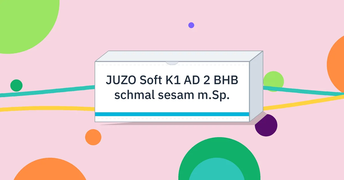 Symbolbild: Packung mit der Aufschrift JUZO Soft K1 AD 2 BHB schmal sesam m.Sp. (PZN 15460977) – Verfügbarkeit und Bezug in Apotheken in Frankfurt am Main