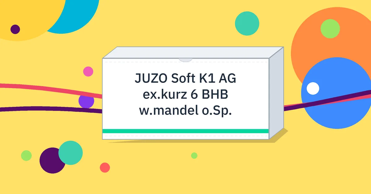 Symbolbild: Packung mit der Aufschrift JUZO Soft K1 AG ex.kurz 6 BHB w.mandel o.Sp. (PZN 14840301) – Verfügbarkeit und Bezug in Apotheken in Frankfurt am Main