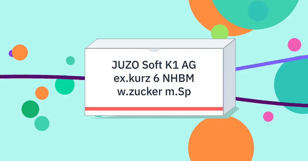 Symbolbild: Packung mit der Aufschrift JUZO Soft K1 AG ex.kurz 6 NHBM w.zucker m.Sp (PZN 15018282) – Verfügbarkeit und Bezug in Apotheken in Frankfurt am Main