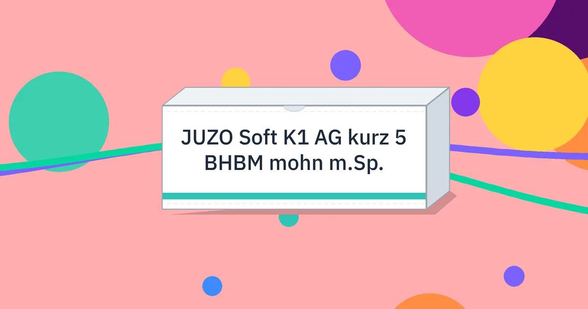 Symbolbild: Packung mit der Aufschrift JUZO Soft K1 AG kurz 5 BHBM mohn m.Sp. (PZN 14855952) – Verfügbarkeit und Bezug in Apotheken in Frankfurt am Main