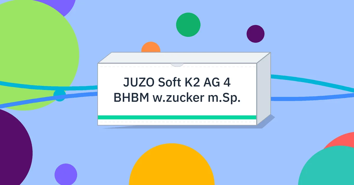 Symbolbild: Packung mit der Aufschrift JUZO Soft K2 AG 4 BHBM w.zucker m.Sp. (PZN 14866602) – Verfügbarkeit und Bezug in Apotheken in Frankfurt am Main