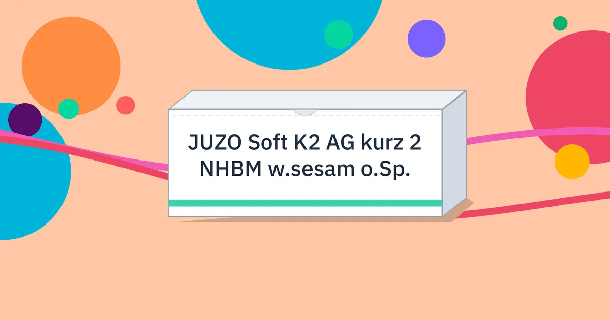 Symbolbild: Packung mit der Aufschrift JUZO Soft K2 AG kurz 2 NHBM w.sesam o.Sp. (PZN 15001761) – Verfügbarkeit und Bezug in Apotheken in Frankfurt am Main