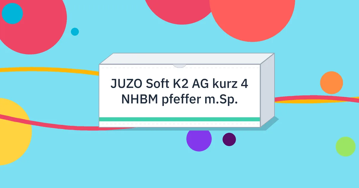 Symbolbild: Packung mit der Aufschrift JUZO Soft K2 AG kurz 4 NHBM pfeffer m.Sp. (PZN 14998410) – Verfügbarkeit und Bezug in Apotheken in Frankfurt am Main