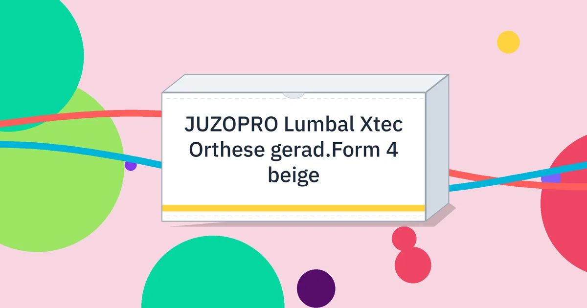 Symbolbild: Packung mit der Aufschrift JUZOPRO Lumbal Xtec Orthese gerad.Form 4 beige (PZN 16498019) – Verfügbarkeit und Bezug in Apotheken in Frankfurt am Main