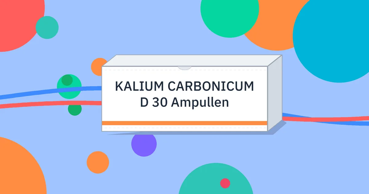 Symbolbild: Packung mit der Aufschrift KALIUM CARBONICUM D 30 Ampullen (PZN 11706683) – Verfügbarkeit und Bezug in Apotheken in Frankfurt am Main
