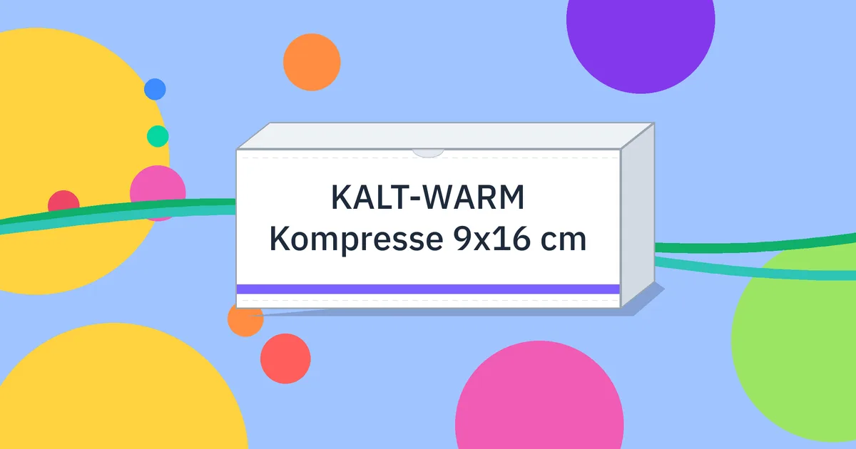Symbolbild: Packung mit der Aufschrift KALT-WARM Kompresse 9x16 cm (PZN 11886478) – Verfügbarkeit und Bezug in Apotheken in Frankfurt am Main