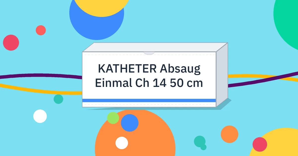 Symbolbild: Packung mit der Aufschrift KATHETER Absaug Einmal Ch 14 50 cm (PZN 02441487) – Verfügbarkeit und Bezug in Apotheken in Frankfurt am Main