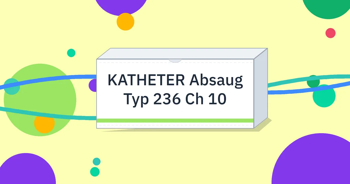 Symbolbild: Packung mit der Aufschrift KATHETER Absaug Typ 236 Ch 10 (PZN 00241057) – Verfügbarkeit und Bezug in Apotheken in Frankfurt am Main