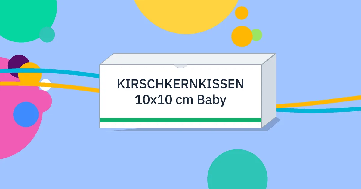 Symbolbild: Packung mit der Aufschrift KIRSCHKERNKISSEN 10x10 cm Baby (PZN 09526904) – Verfügbarkeit und Bezug in Apotheken in Frankfurt am Main