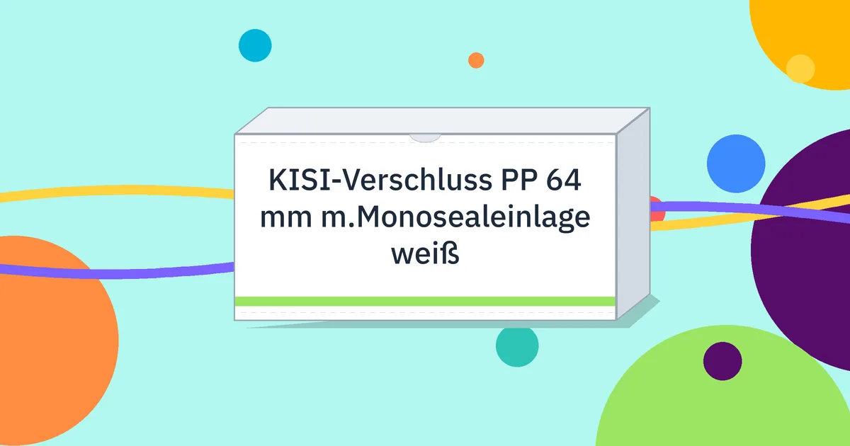 Symbolbild: Packung mit der Aufschrift KISI-Verschluss PP 64 mm m.Monosealeinlage weiß (PZN 19295274) – Verfügbarkeit und Bezug in Apotheken in Frankfurt am Main