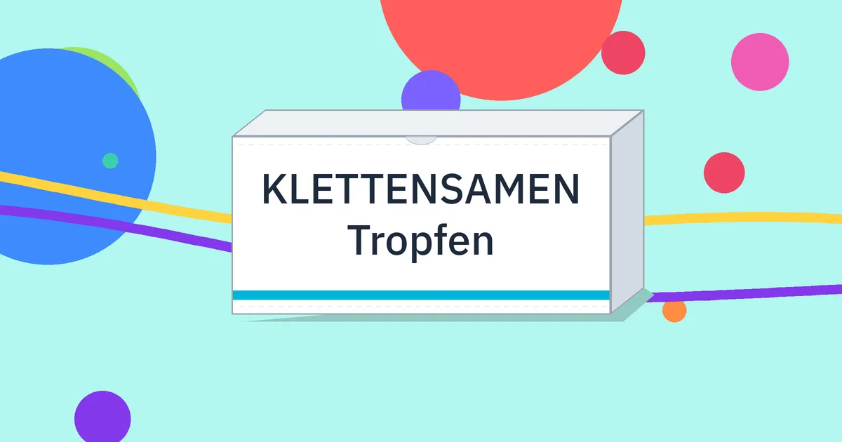 Symbolbild: Packung mit der Aufschrift KLETTENSAMEN Tropfen (PZN 15191684) – Verfügbarkeit und Bezug in Apotheken in Frankfurt am Main