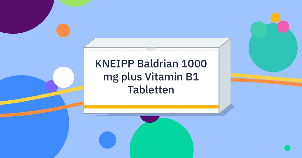 Symbolbild: Packung mit der Aufschrift KNEIPP Baldrian 1000 mg plus Vitamin B1 Tabletten (PZN 18740039) – Verfügbarkeit und Bezug in Apotheken in Frankfurt am Main