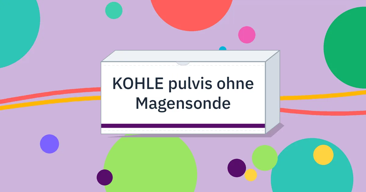 Symbolbild: Packung mit der Aufschrift KOHLE pulvis ohne Magensonde (PZN 01448903) – Verfügbarkeit und Bezug in Apotheken in Frankfurt am Main