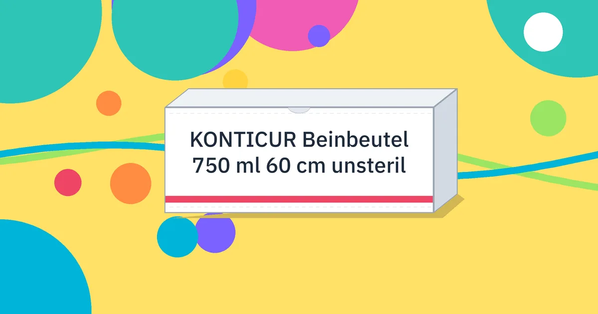Symbolbild: Packung mit der Aufschrift KONTICUR Beinbeutel 750 ml 60 cm unsteril (PZN 18473118) – Verfügbarkeit und Bezug in Apotheken in Frankfurt am Main