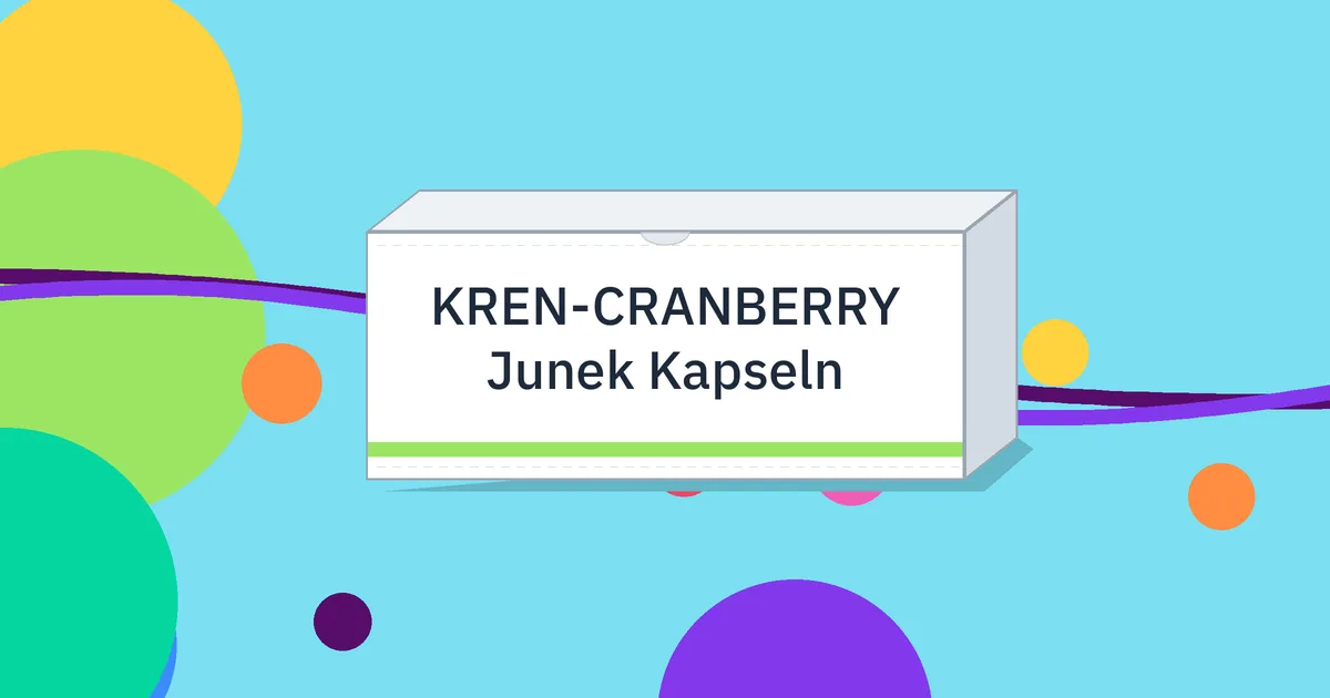 Symbolbild: Packung mit der Aufschrift KREN-CRANBERRY Junek Kapseln (PZN 10307142) – Verfügbarkeit und Bezug in Apotheken in Frankfurt am Main