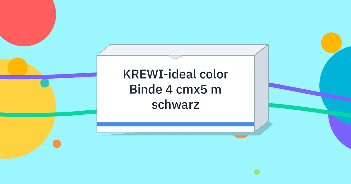 Symbolbild: Packung mit der Aufschrift KREWI-ideal color Binde 4 cmx5 m schwarz (PZN 17301355) – Verfügbarkeit und Bezug in Apotheken in Frankfurt am Main