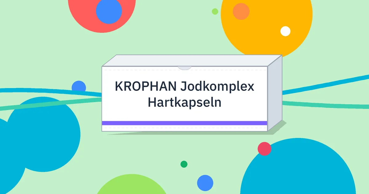 Symbolbild: Packung mit der Aufschrift KROPHAN Jodkomplex Hartkapseln (PZN 19911715) – Verfügbarkeit und Bezug in Apotheken in Frankfurt am Main