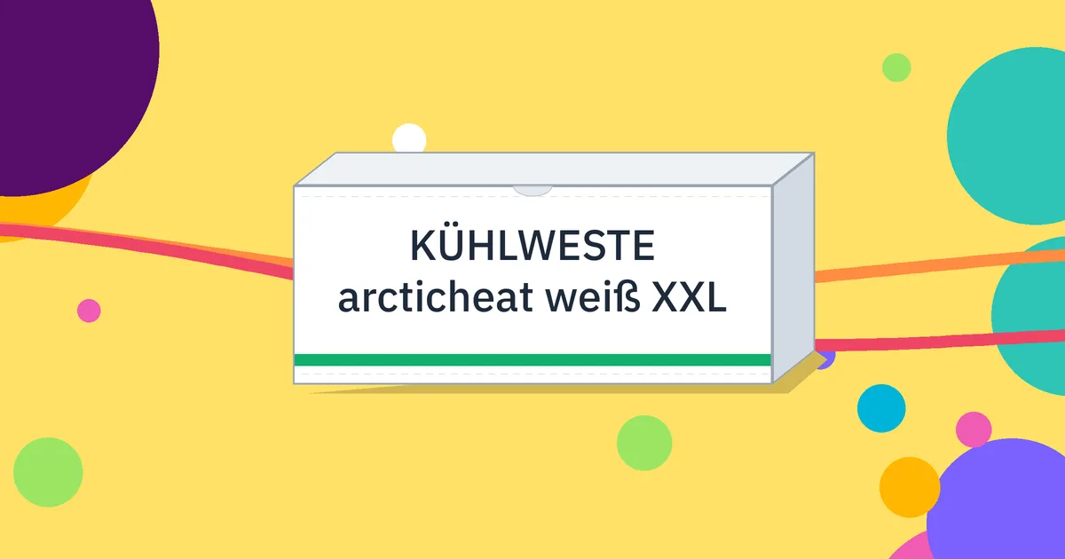 Symbolbild: Packung mit der Aufschrift KÜHLWESTE arcticheat weiß XXL (PZN 09230575) – Verfügbarkeit und Bezug in Apotheken in Frankfurt am Main
