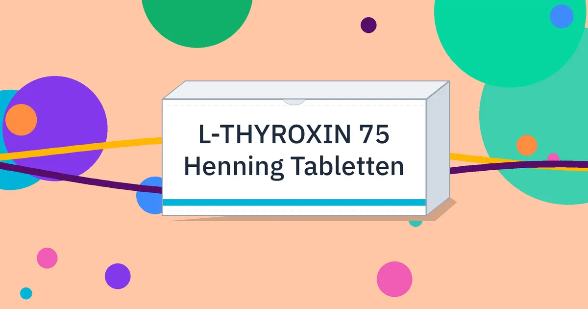 Symbolbild: Packung mit der Aufschrift L-THYROXIN 75 Henning Tabletten (PZN 02532741) – Verfügbarkeit und Bezug in Apotheken in Frankfurt am Main