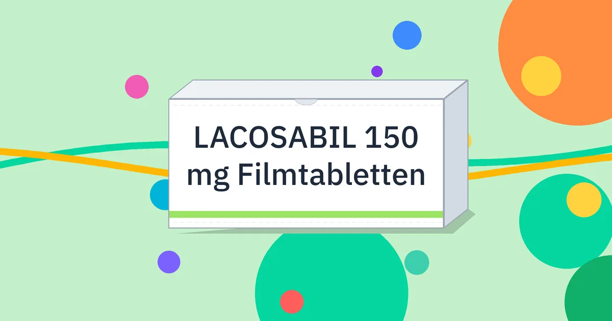 Symbolbild: Packung mit der Aufschrift LACOSABIL 150 mg Filmtabletten (PZN 18032265) – Verfügbarkeit und Bezug in Apotheken in Frankfurt am Main