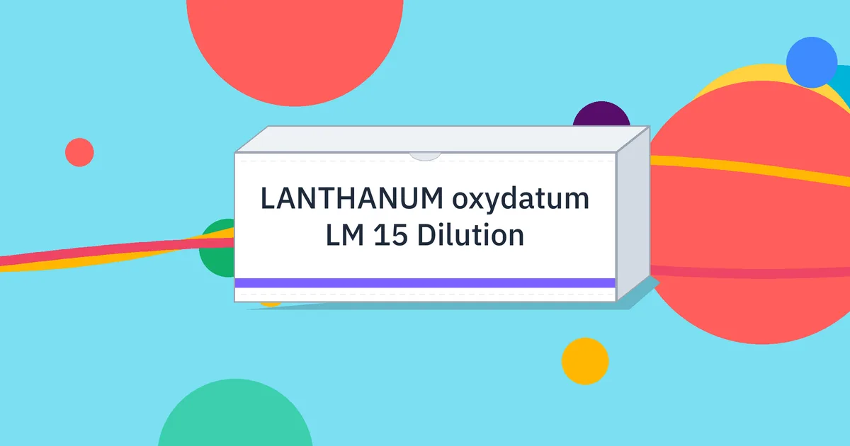 Symbolbild: Packung mit der Aufschrift LANTHANUM oxydatum LM 15 Dilution (PZN 13522243) – Verfügbarkeit und Bezug in Apotheken in Frankfurt am Main