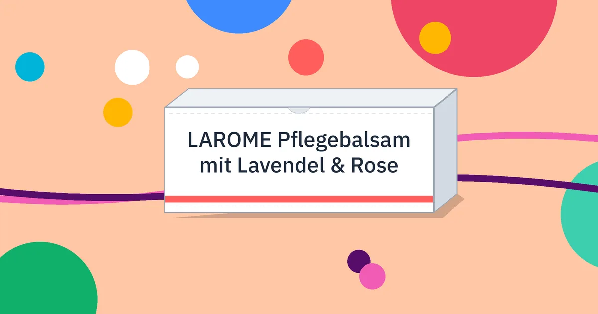 Symbolbild: Packung mit der Aufschrift LAROME Pflegebalsam mit Lavendel & Rose (PZN 06817423) – Verfügbarkeit und Bezug in Apotheken in Frankfurt am Main