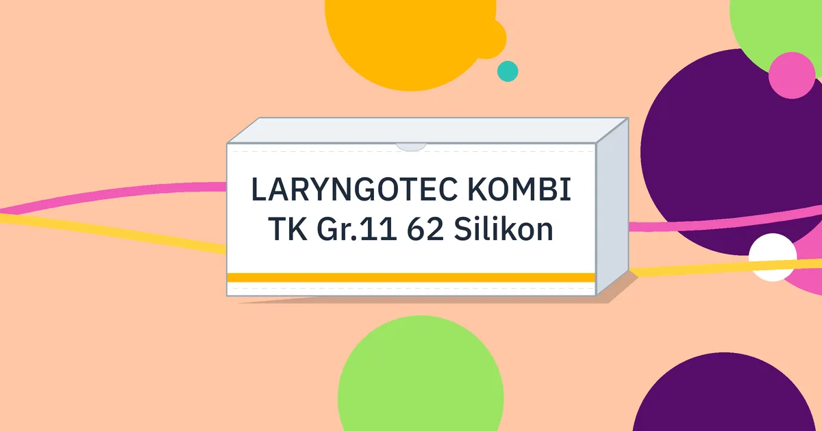 Symbolbild: Packung mit der Aufschrift LARYNGOTEC KOMBI TK Gr.11 62 Silikon (PZN 19185870) – Verfügbarkeit und Bezug in Apotheken in Frankfurt am Main
