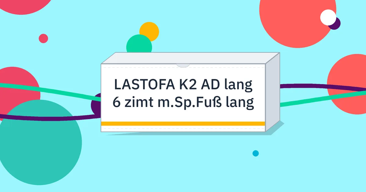 Symbolbild: Packung mit der Aufschrift LASTOFA K2 AD lang 6 zimt m.Sp.Fuß lang (PZN 13801285) – Verfügbarkeit und Bezug in Apotheken in Frankfurt am Main