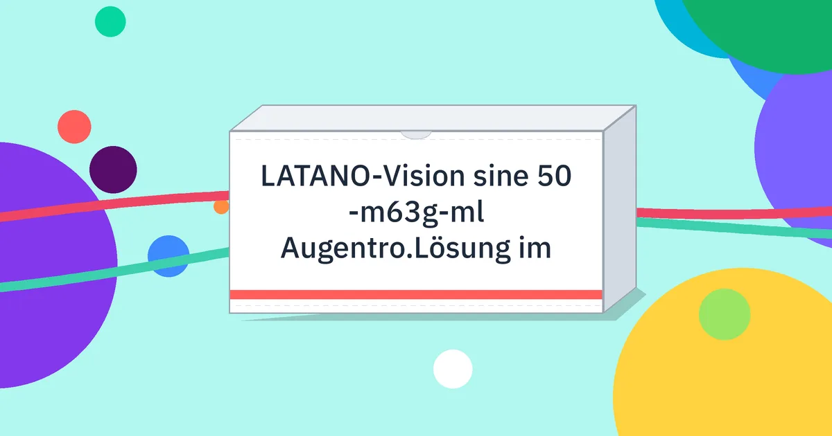 Symbolbild: Packung mit der Aufschrift LATANO-Vision sine 50 -m63g-ml Augentro.Lösung im (PZN 18831150) – Verfügbarkeit und Bezug in Apotheken in Frankfurt am Main