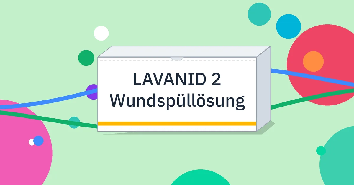 Symbolbild: Packung mit der Aufschrift LAVANID 2 Wundspüllösung (PZN 02178570) – Verfügbarkeit und Bezug in Apotheken in Frankfurt am Main