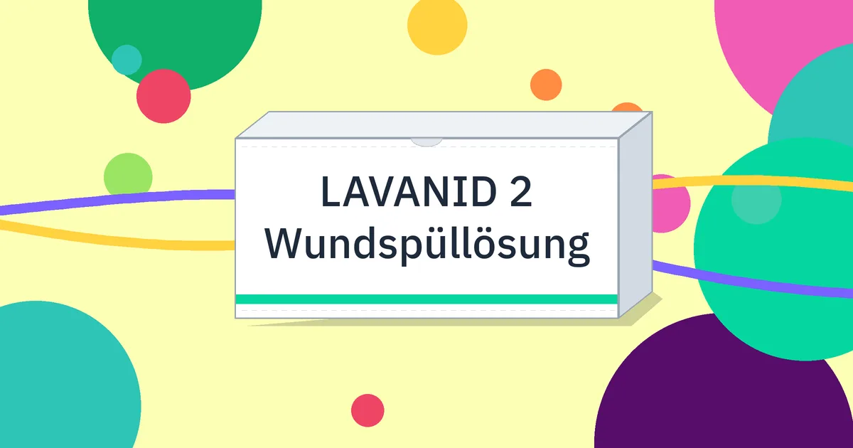 Symbolbild: Packung mit der Aufschrift LAVANID 2 Wundspüllösung (PZN 13878589) – Verfügbarkeit und Bezug in Apotheken in Frankfurt am Main