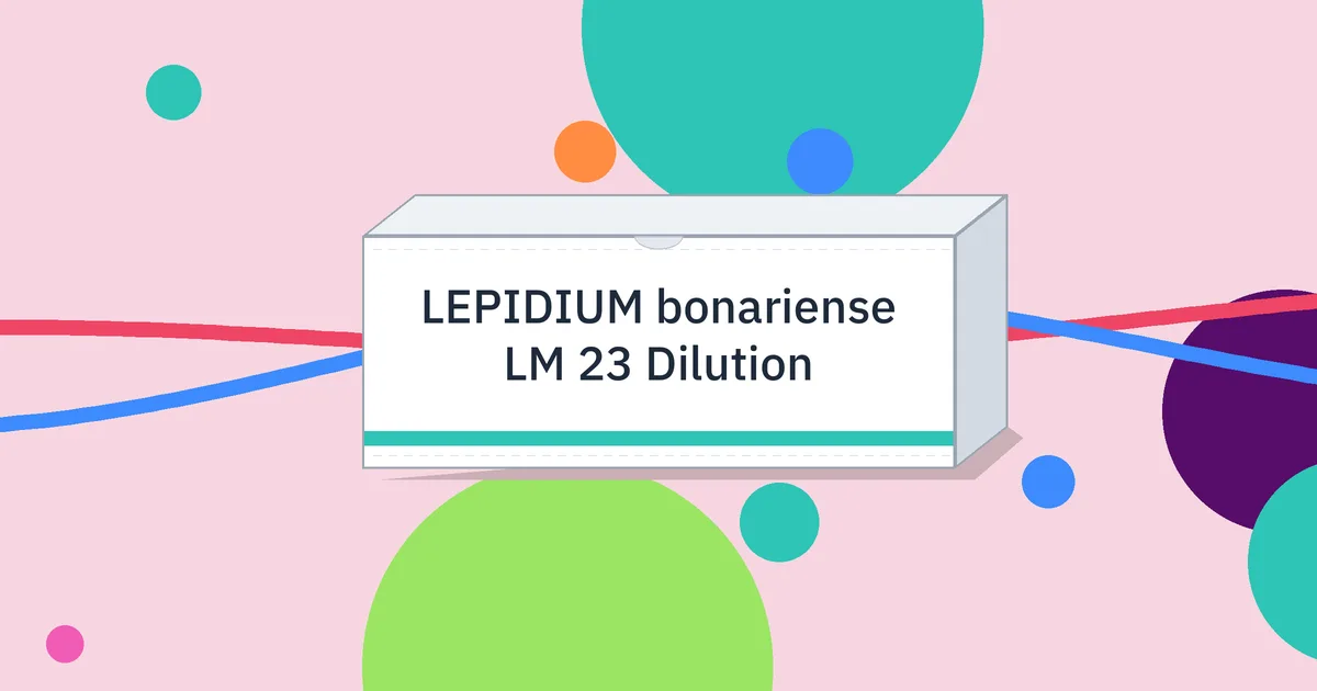 Symbolbild: Packung mit der Aufschrift LEPIDIUM bonariense LM 23 Dilution (PZN 13526494) – Verfügbarkeit und Bezug in Apotheken in Frankfurt am Main