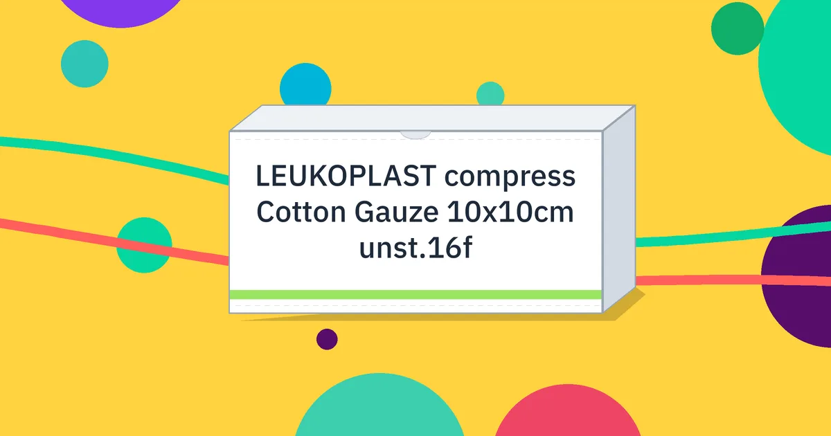 Symbolbild: Packung mit der Aufschrift LEUKOPLAST compress Cotton Gauze 10x10cm unst.16f (PZN 17207828) – Verfügbarkeit und Bezug in Apotheken in Frankfurt am Main