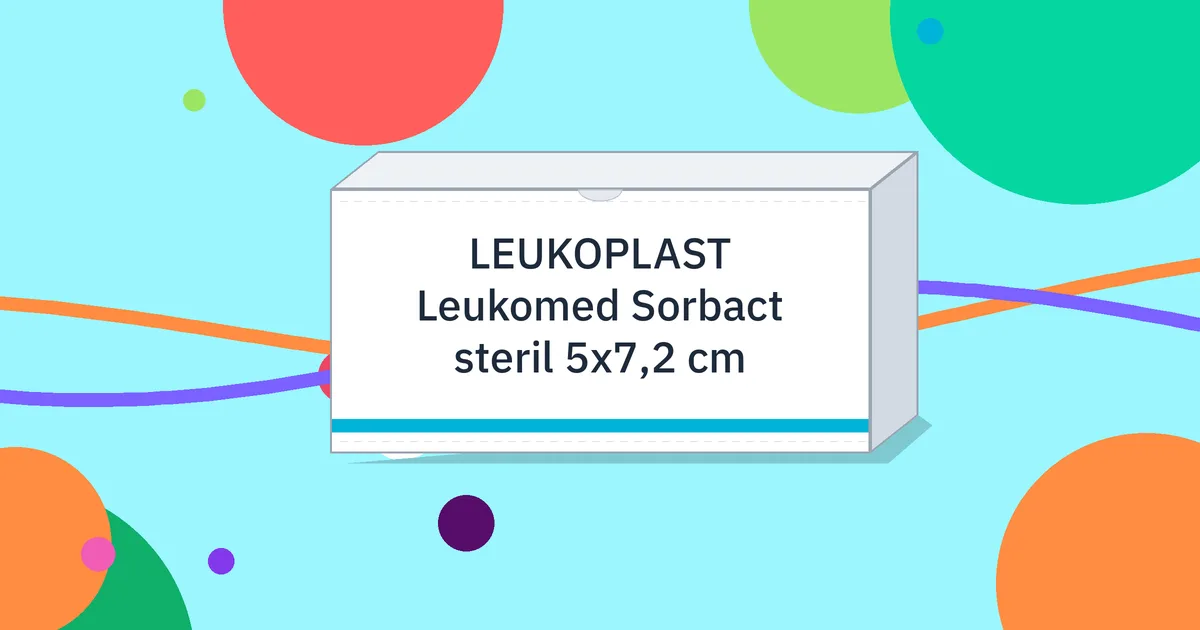 Symbolbild: Packung mit der Aufschrift LEUKOPLAST Leukomed Sorbact steril 5x7,2 cm (PZN 14220001) – Verfügbarkeit und Bezug in Apotheken in Frankfurt am Main