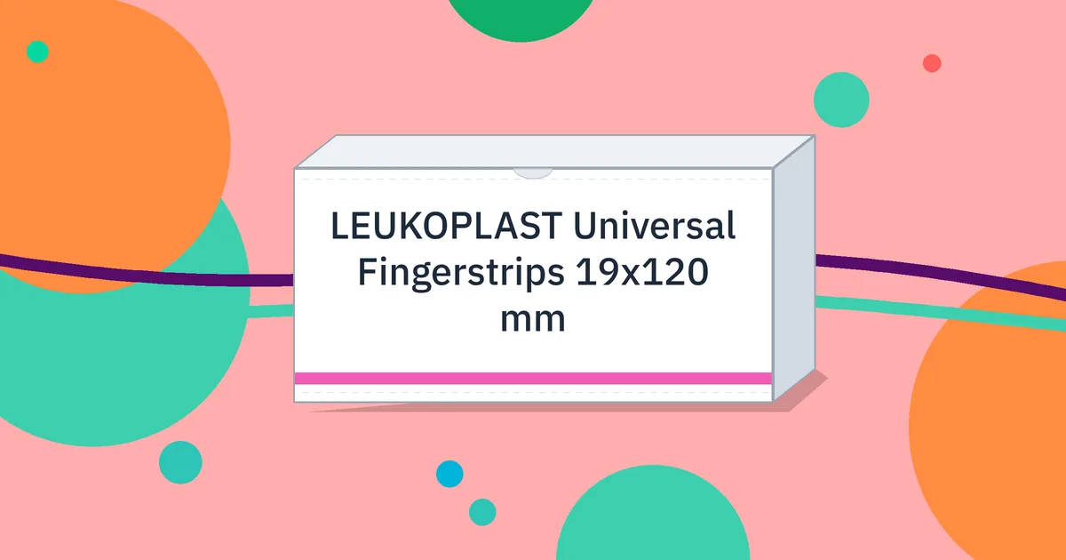 Symbolbild: Packung mit der Aufschrift LEUKOPLAST Universal Fingerstrips 19x120 mm (PZN 14062039) – Verfügbarkeit und Bezug in Apotheken in Frankfurt am Main