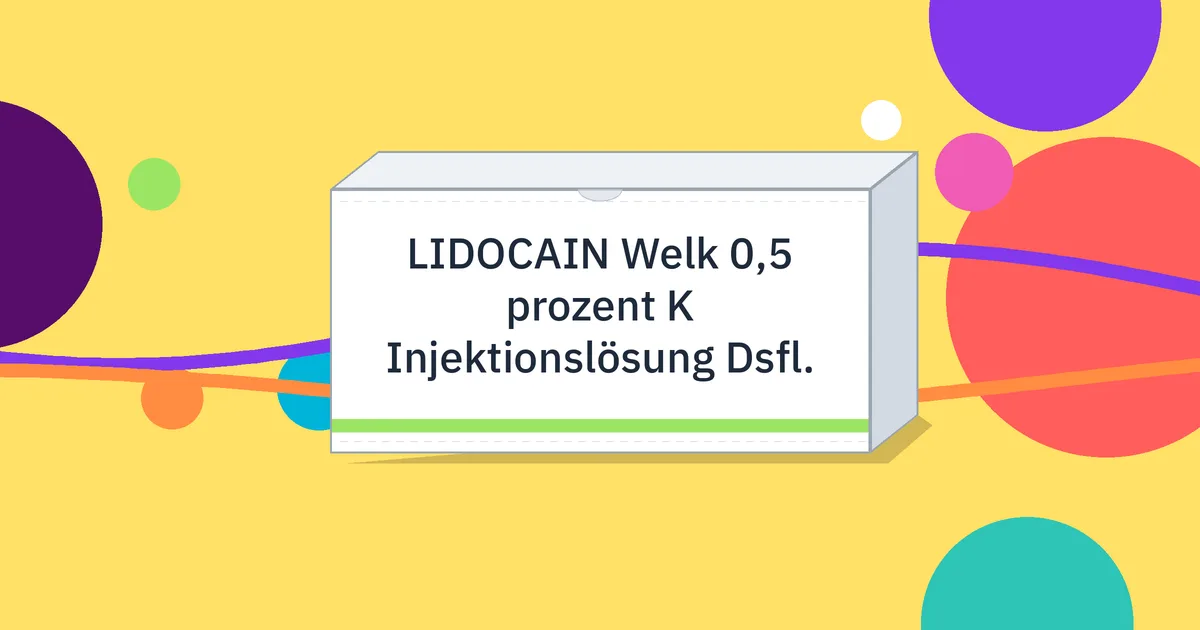 Symbolbild: Packung mit der Aufschrift LIDOCAIN Welk 0,5 prozent K Injektionslösung Dsfl. (PZN 08780747) – Verfügbarkeit und Bezug in Apotheken in Frankfurt am Main