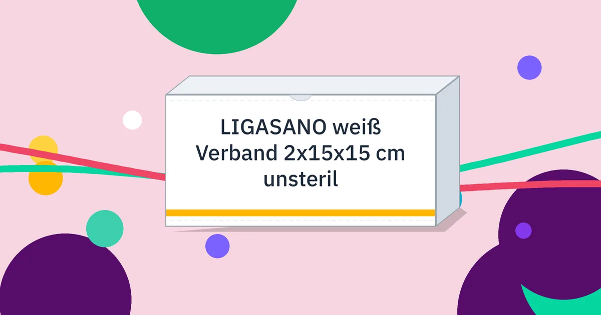 Symbolbild: Packung mit der Aufschrift LIGASANO weiß Verband 2x15x15 cm unsteril (PZN 20319554) – Verfügbarkeit und Bezug in Apotheken in Frankfurt am Main