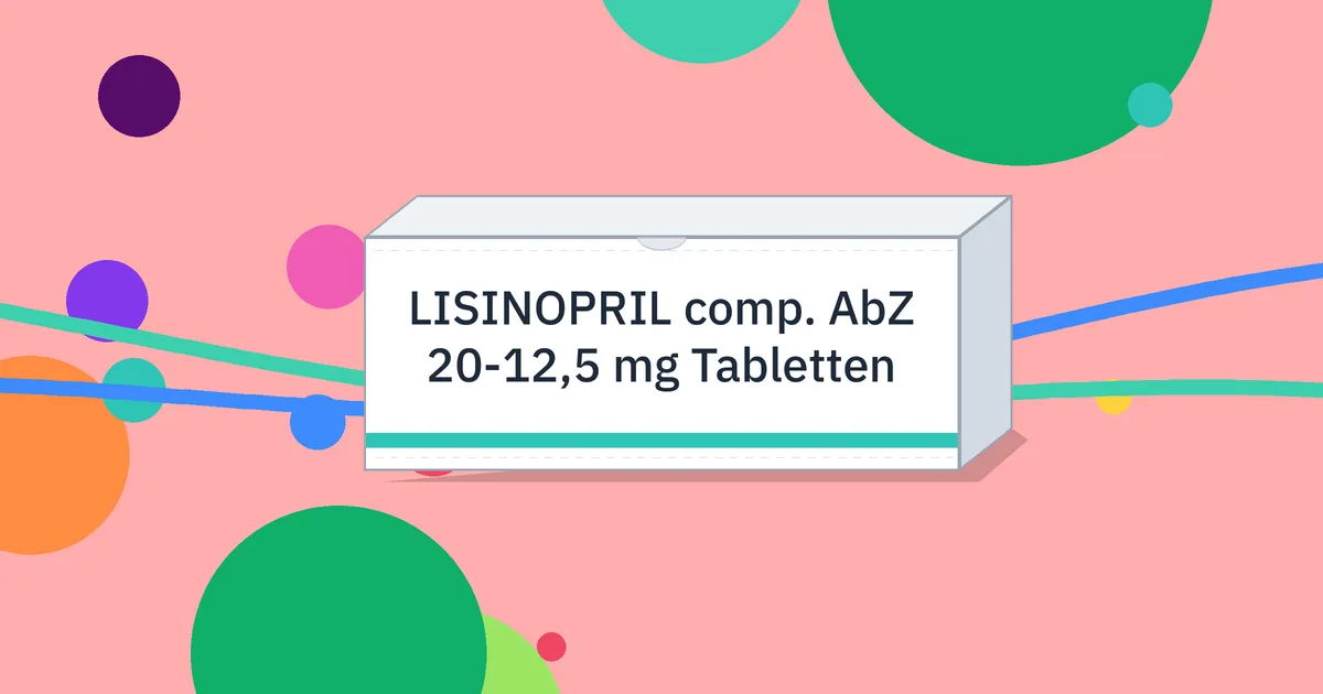 Symbolbild: Packung mit der Aufschrift LISINOPRIL comp. AbZ 20-12,5 mg Tabletten (PZN 00817942) – Verfügbarkeit und Bezug in Apotheken in Frankfurt am Main